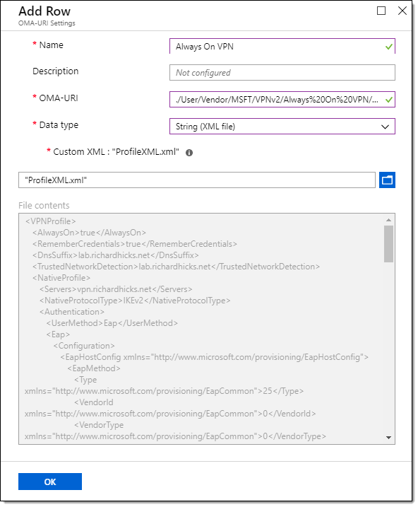 Deploying Always On Vpn With Intune Using Custom Profilexml Richard M Hicks Consulting Inc
