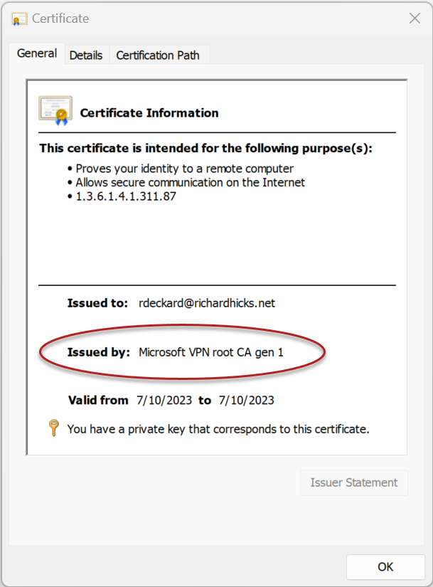 aovpn_azure_ca_cert_001 | Richard M. Hicks Consulting, Inc.